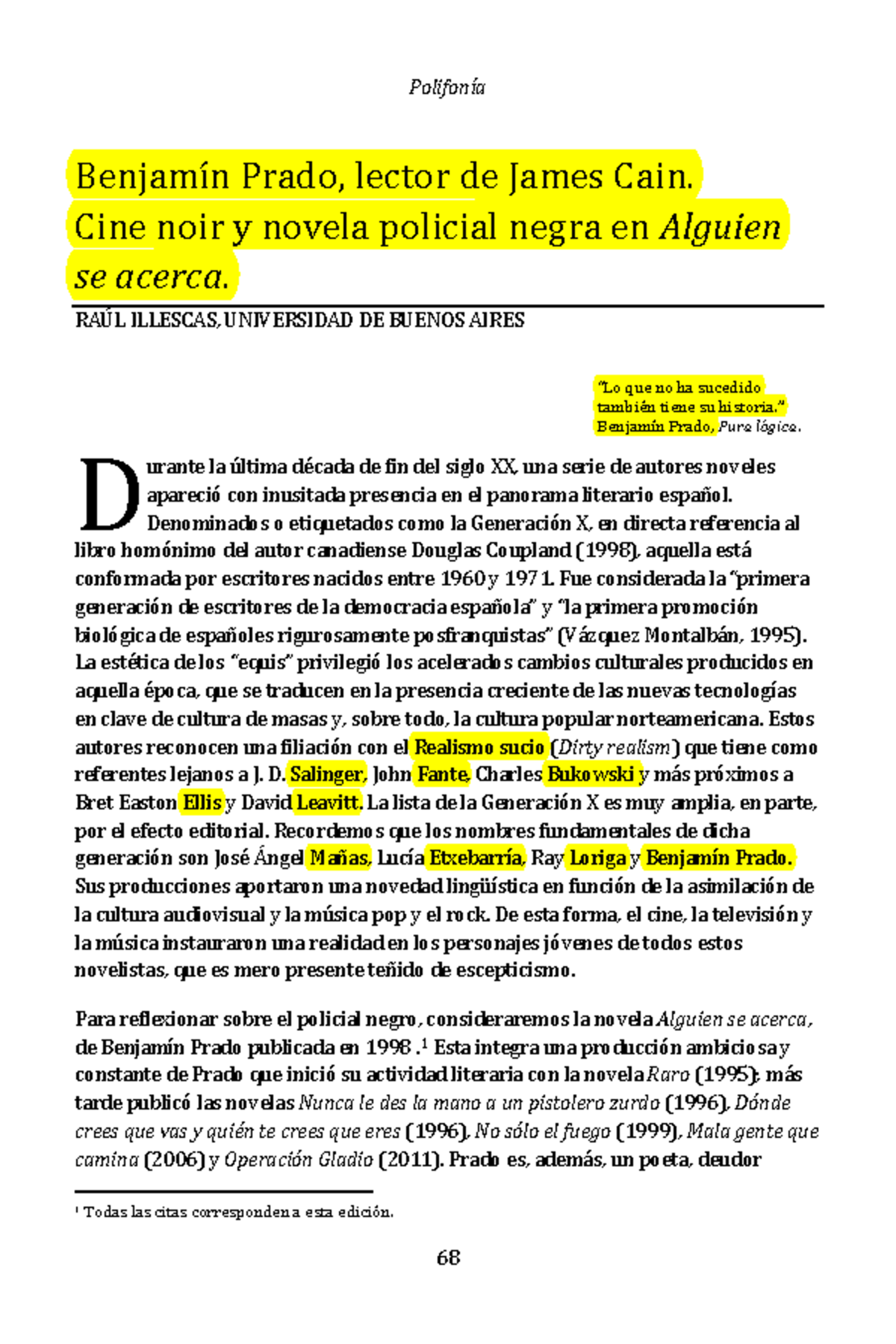 Benjamín Prado, lector de James Cain - Cine noir y novela policial ...
