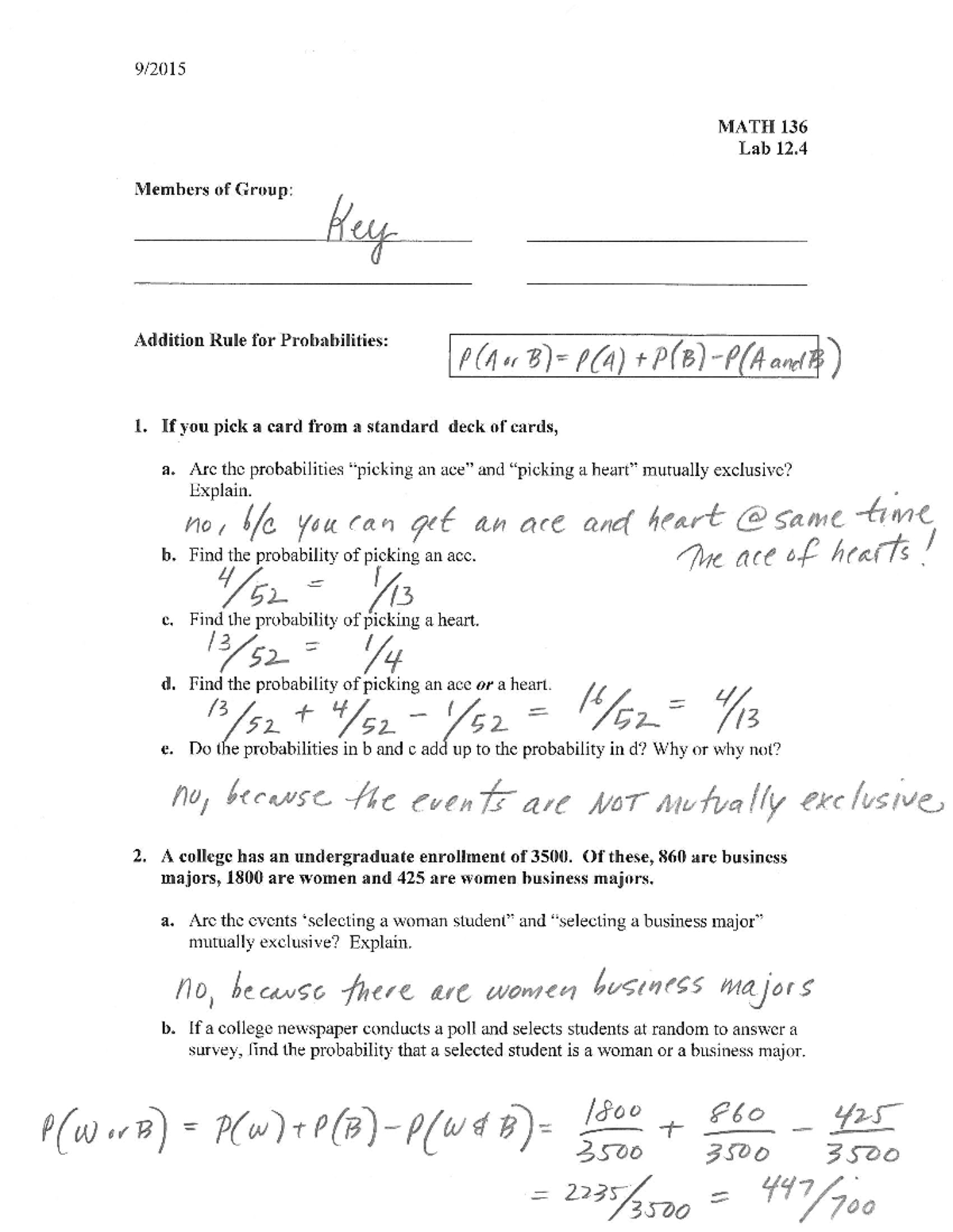 Lab 12.4 Solutions for Mathematics for liberal arts - MATH136 - Studocu