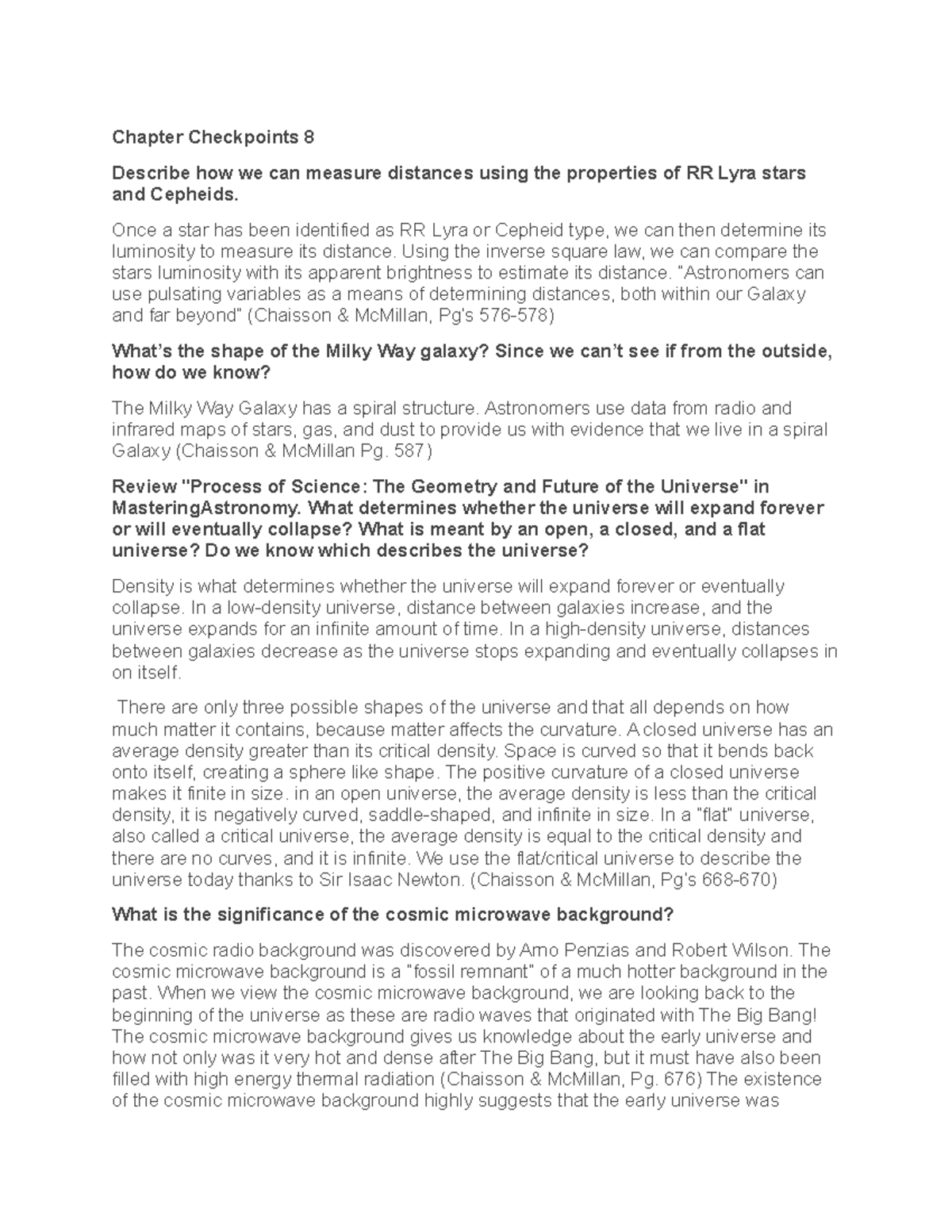 Chapter Checkpoint 8 - Once a star has been identified as RR Lyra or Cepheid type, we can then ...
