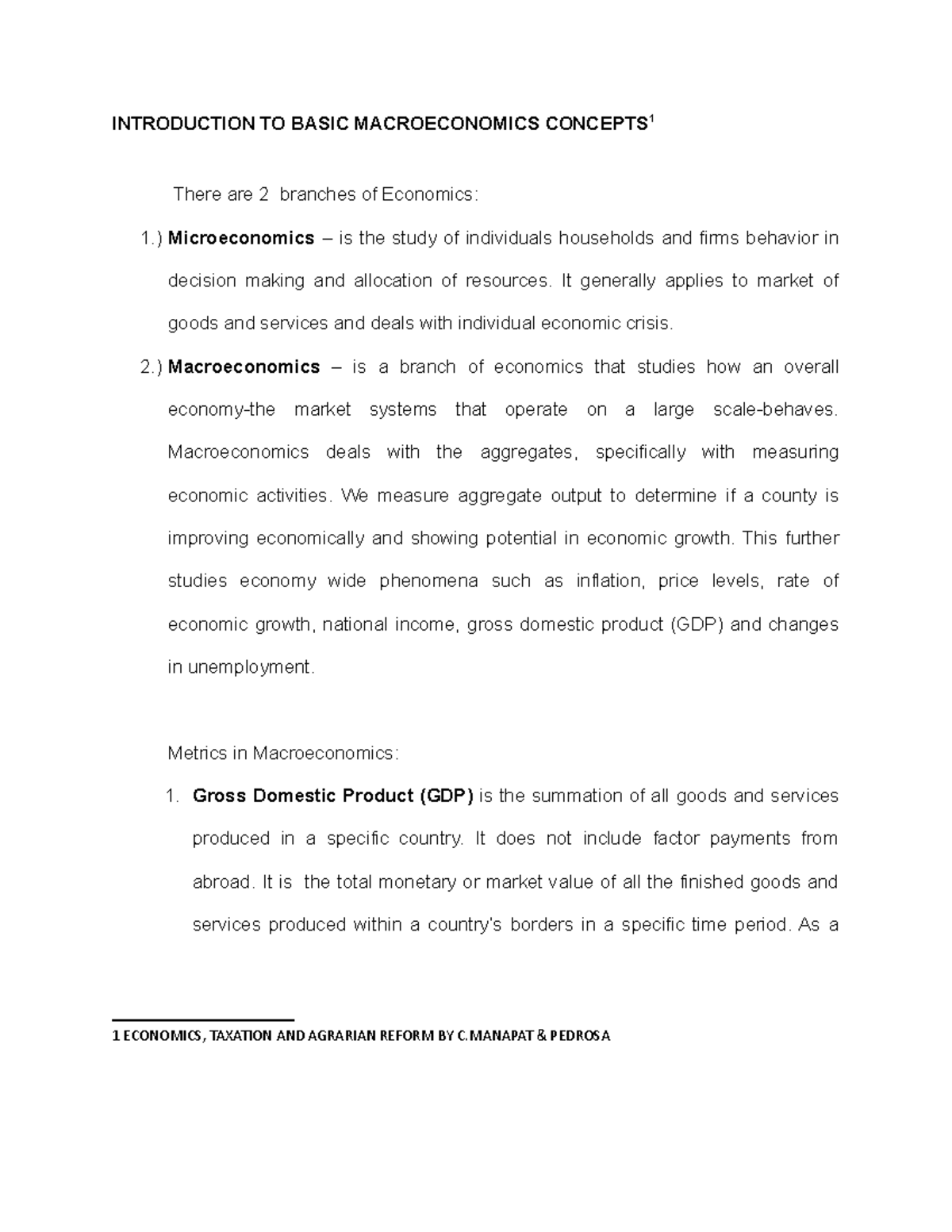 Basic-Macro Lecture-Notes - INTRODUCTION TO BASIC MACROECONOMICS ...