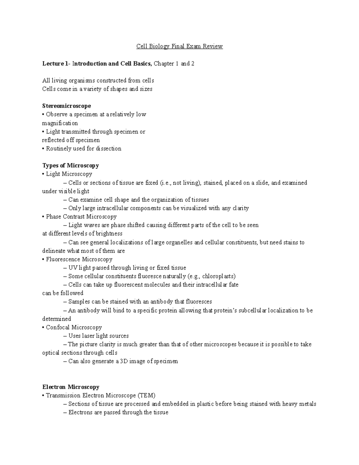 BIOL 2070 Cell Biology Final Exam - Cell Biology Final Exam Review ...