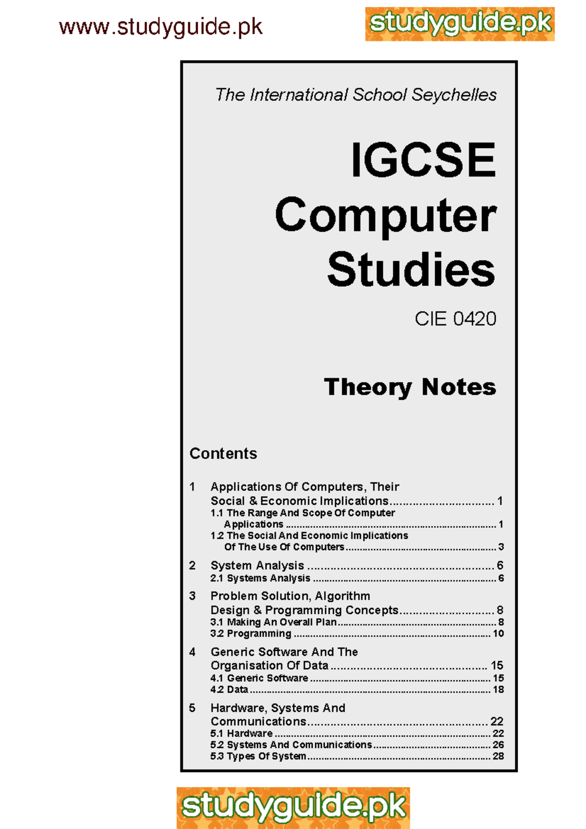 O level Computer Notes - The International School Seychelles IGCSE ...