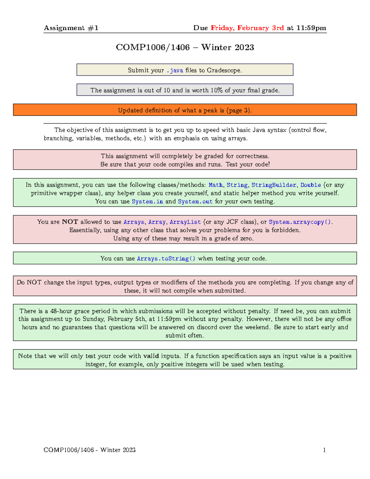 Assignment 1 [final version] - 1006/1406 - COMP1006/1406 – Winter 2023 ...