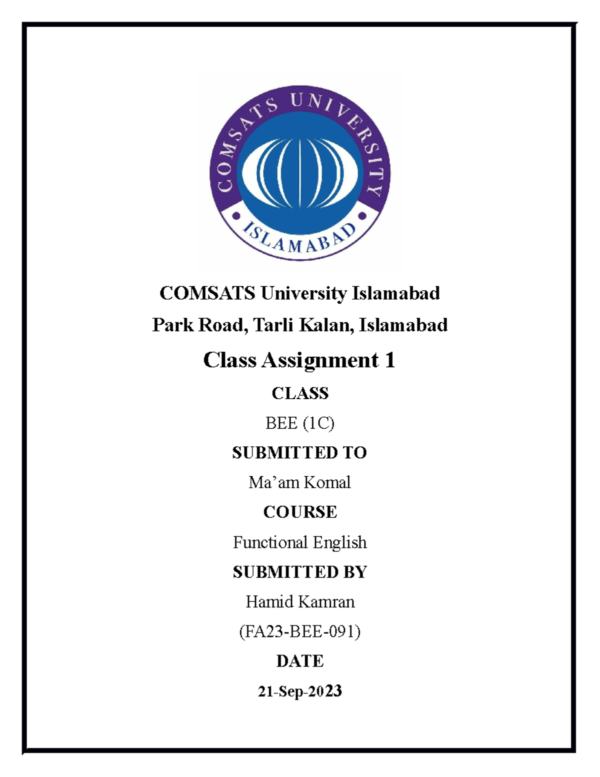 eca lab rep 1 sir sharjeel riaz - COMSATS University Islamabad Park ...