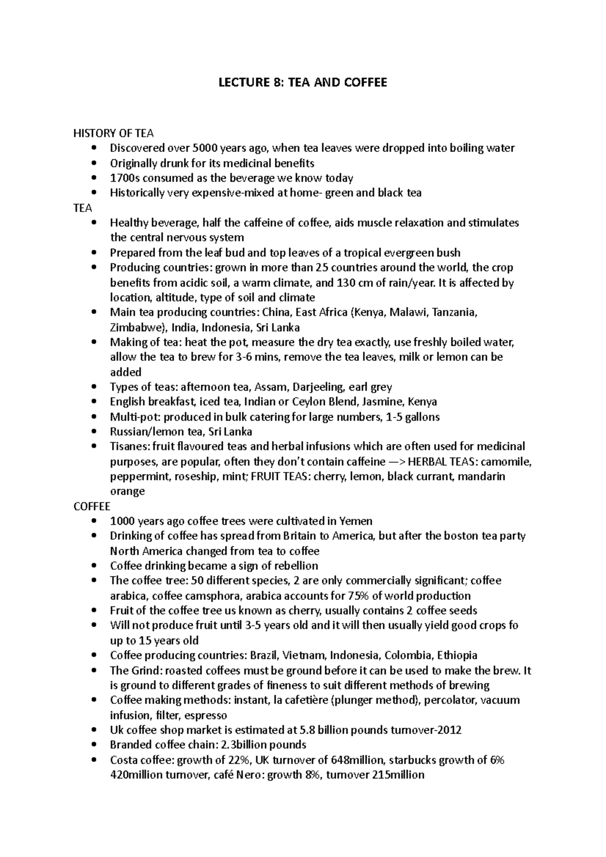 Tea and coffee introduction - LECTURE 8: TEA AND COFFEE HISTORY OF TEA ...