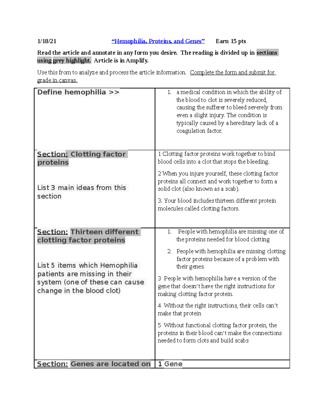 Copy of Traits -Lesson 2-1 Reading annotation - 1/18/21 “Hemophilia ...