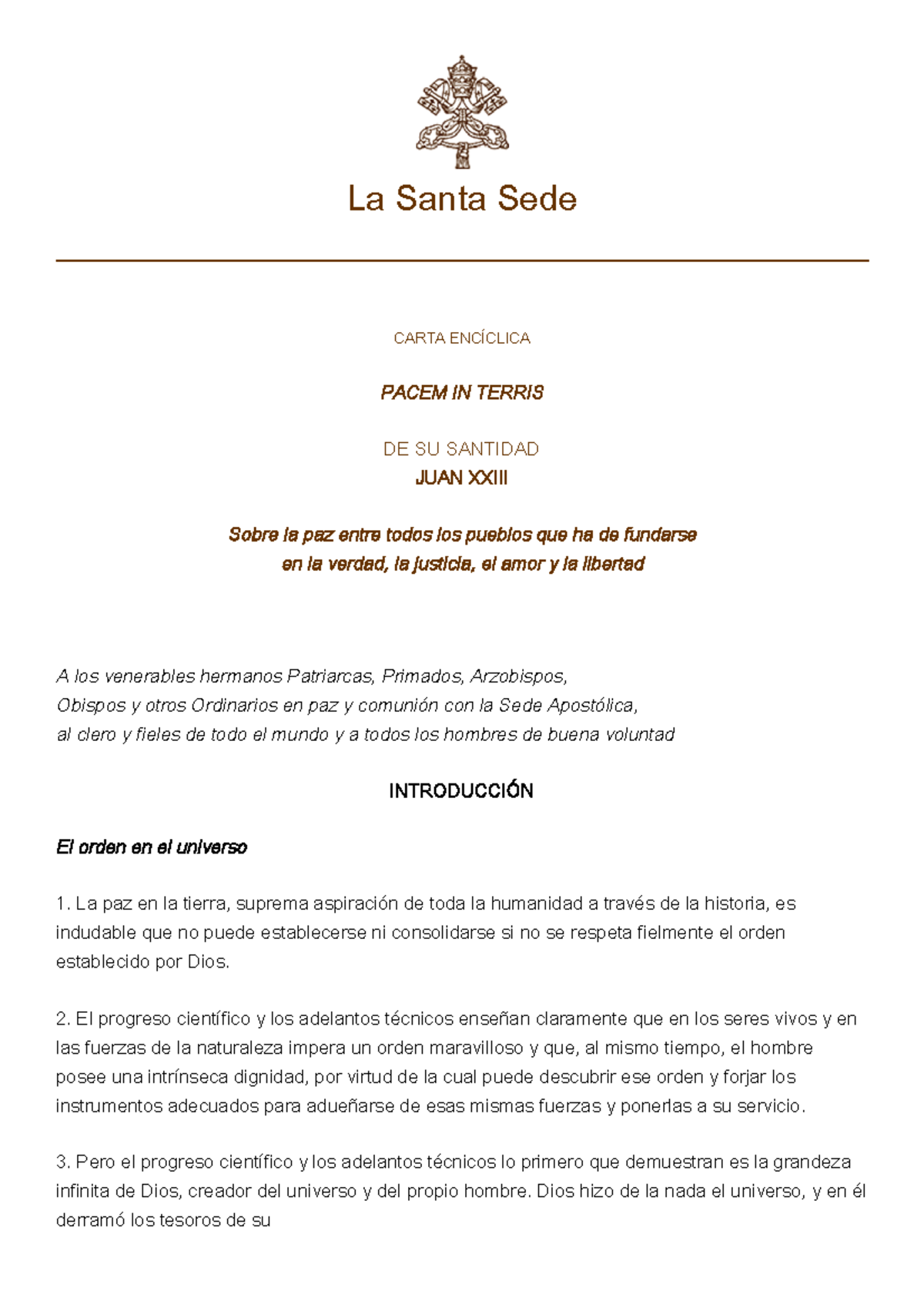 Hf j-xxiii enc 11041963 pacem - La Santa Sede CARTA ENCÍCLICA PACEM IN ...
