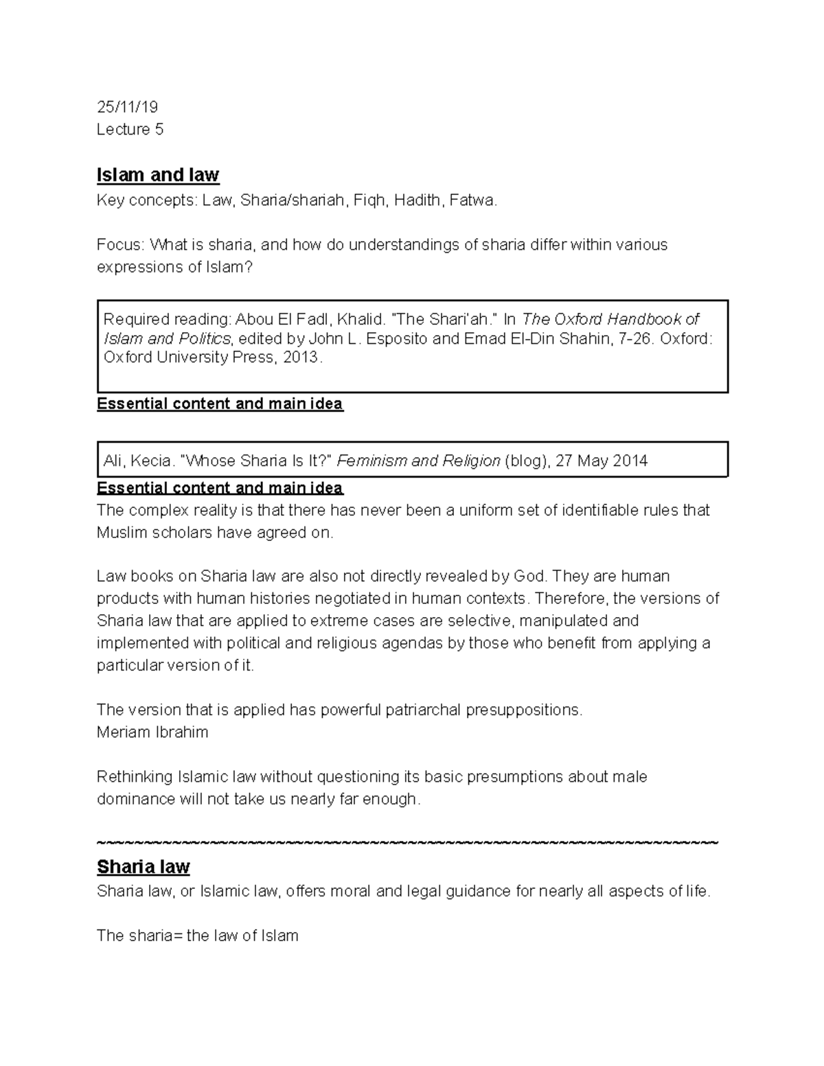RELI107-Lecture 5 - power and the sacred - 25/11/ Lecture 5 Islam and ...