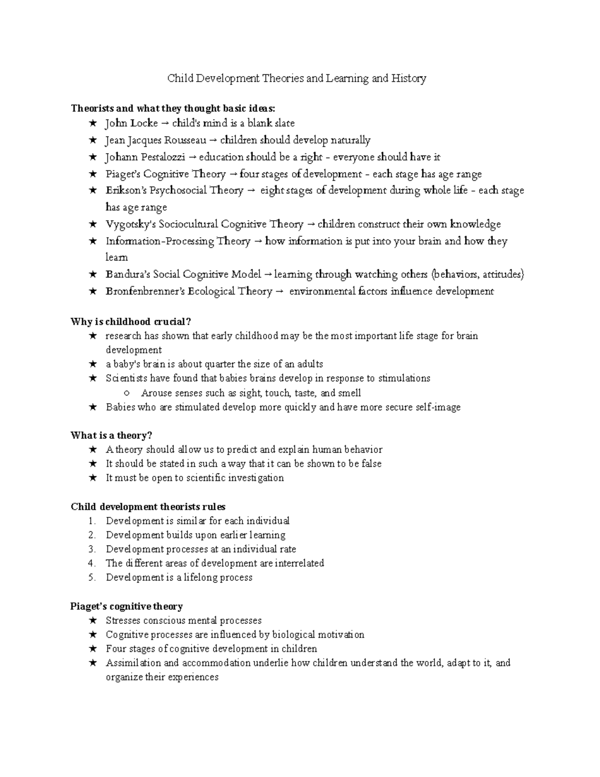 Notes 9/5 303 + 300 - Child Development Theories and Learning and ...