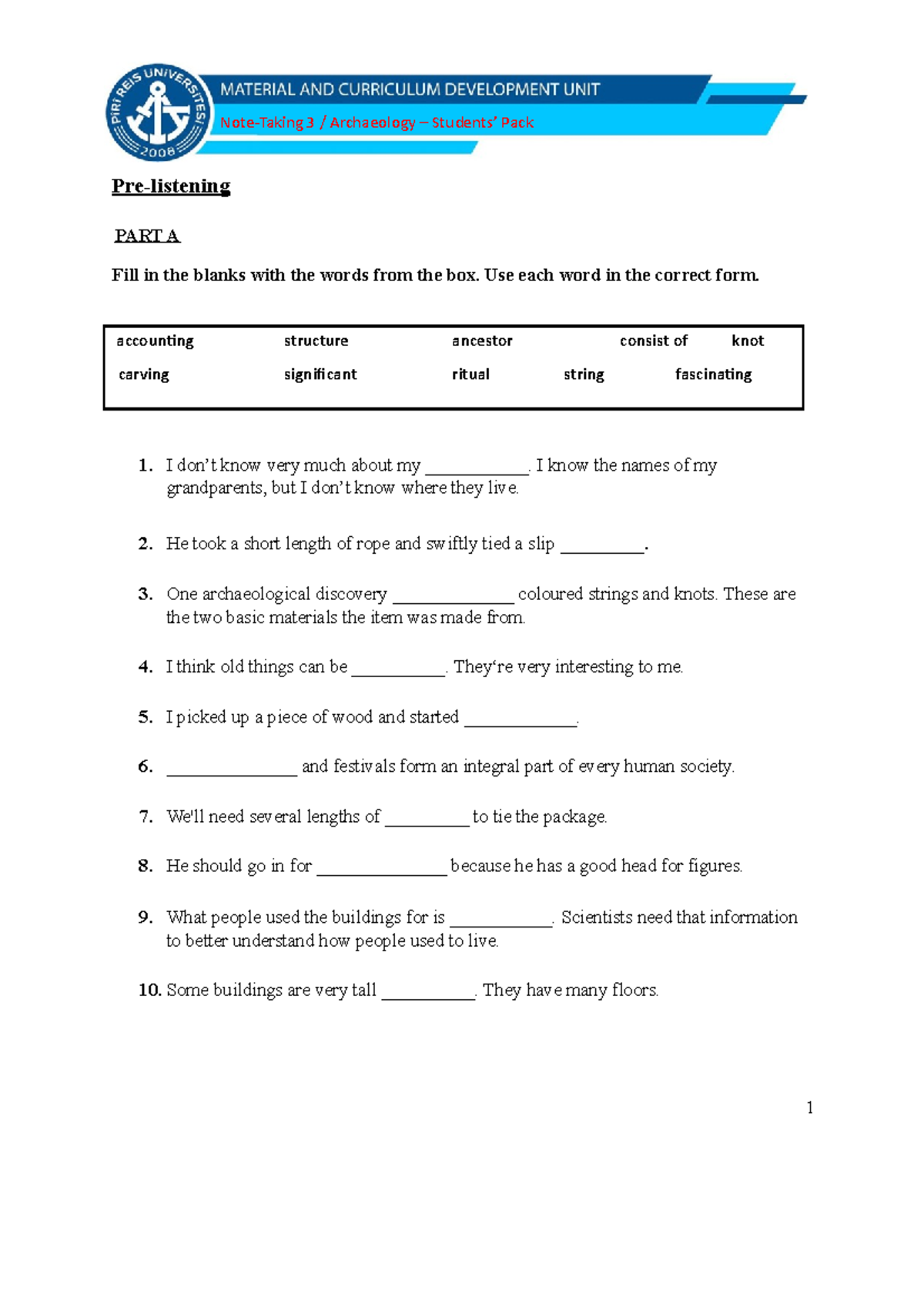Note-taking 3 Archaeology SP - Note-Taking 3 / Archaeology – Students ...