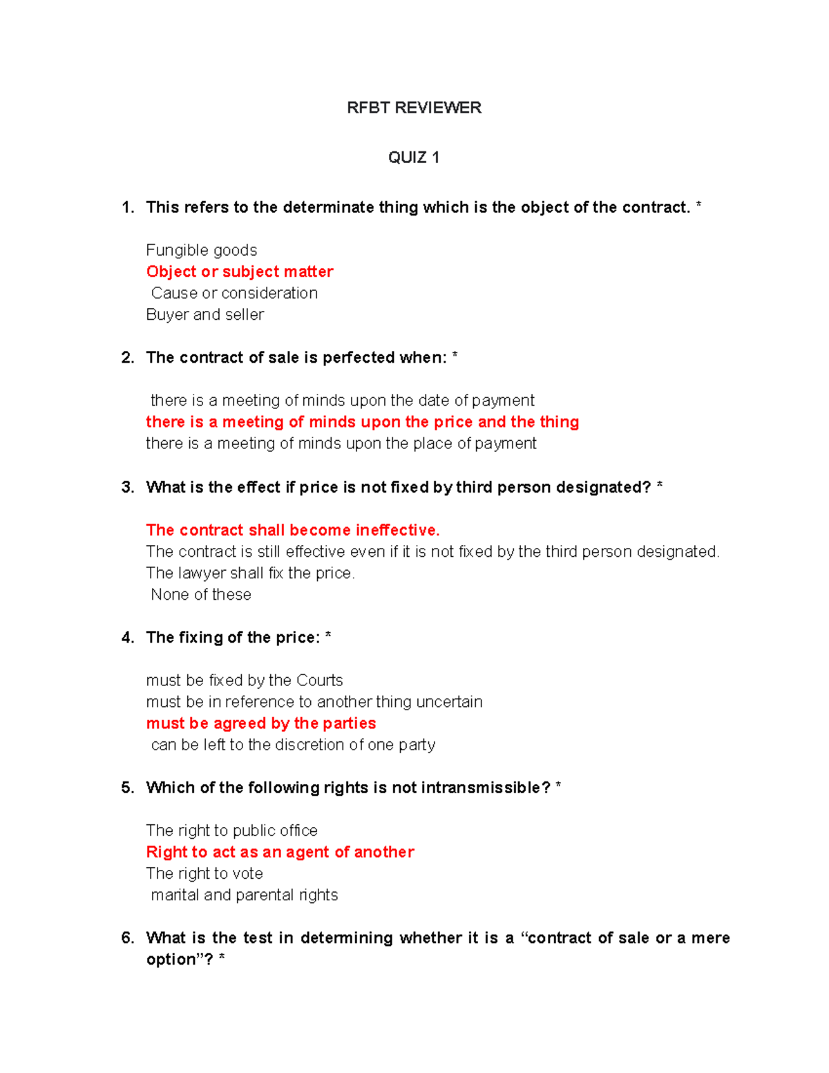 RFBT reviewer - A compilation of quizzes and an exam - Accountancy ...