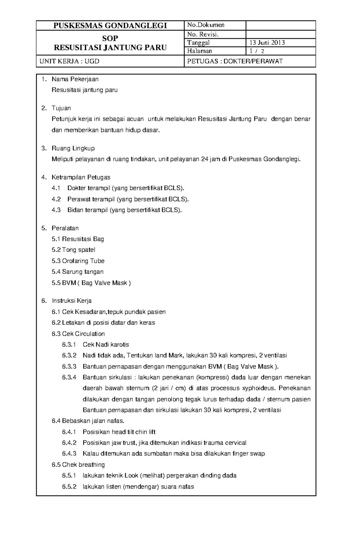 Sop-rjp compress - RJP - PUSKESMAS GONDANGLEGI No SOP RESUSITASI ...