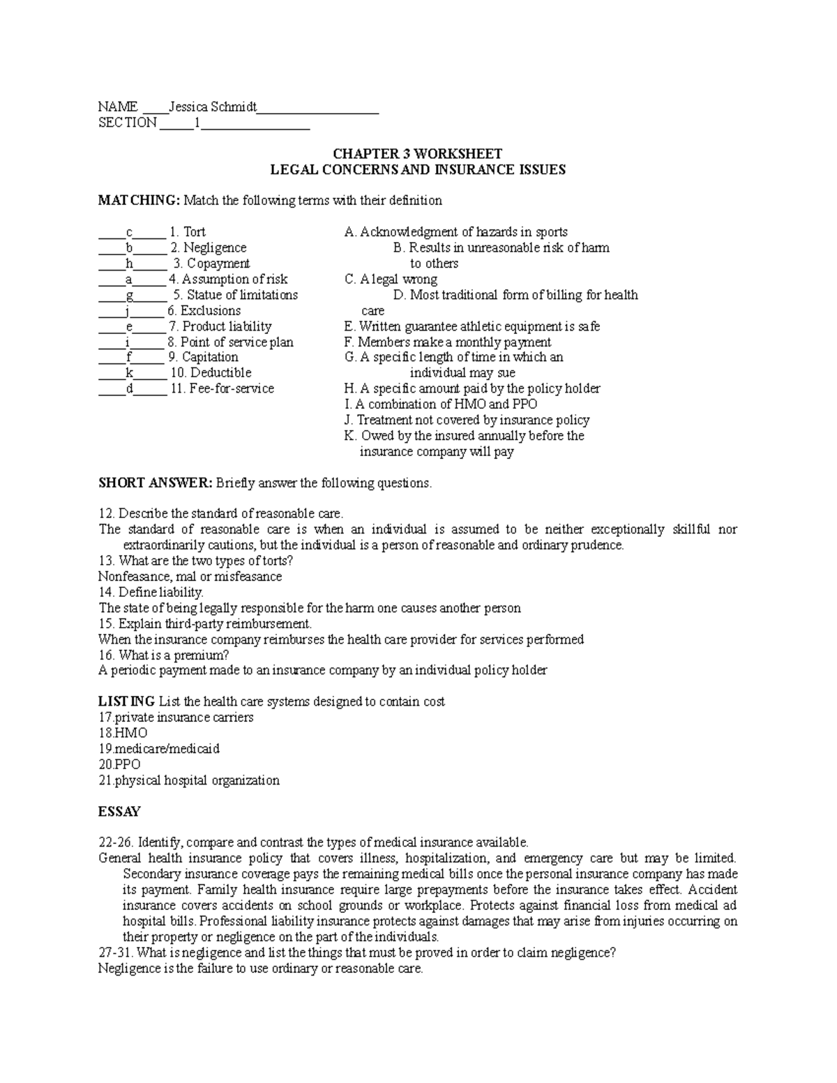 CH.3 Worksheet - NAME Jessica Schmidt______________ SECTION 1 ...