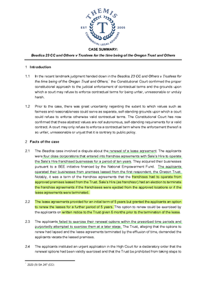 Law of Contract Case Summaries Complete - Case Legal Issue Legal ...