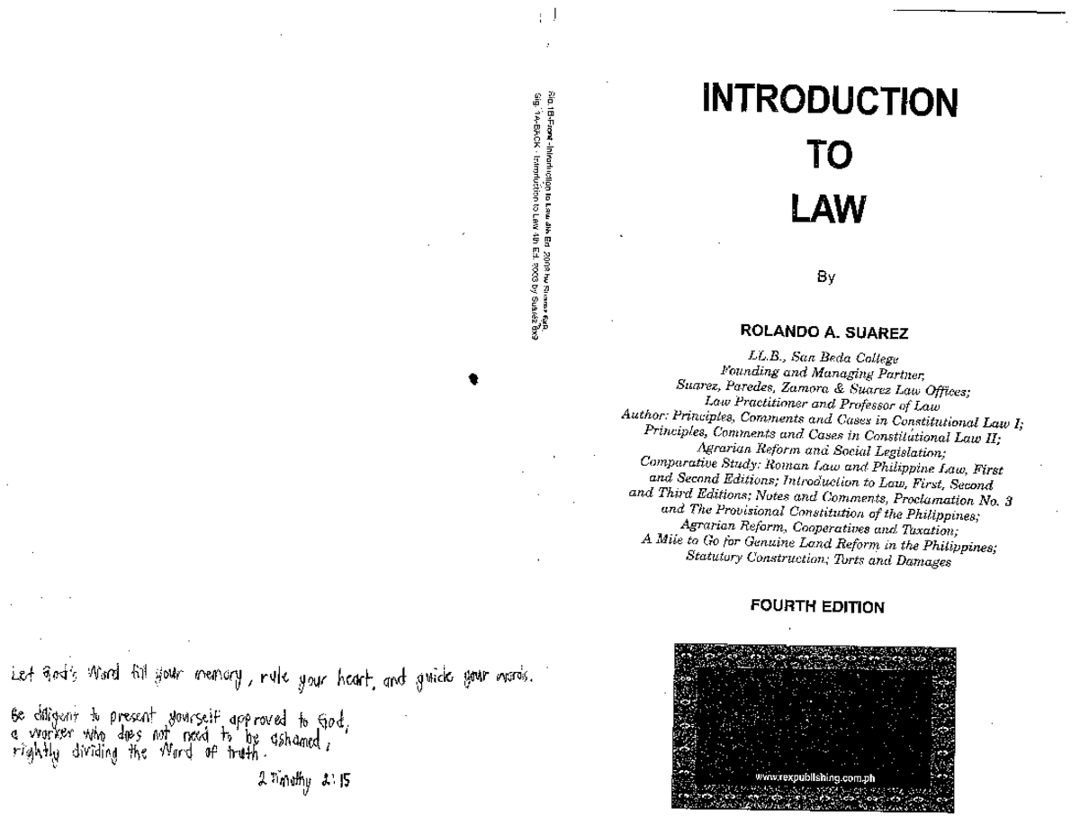 Introduction to Law pdf - Civil Law - Studocu