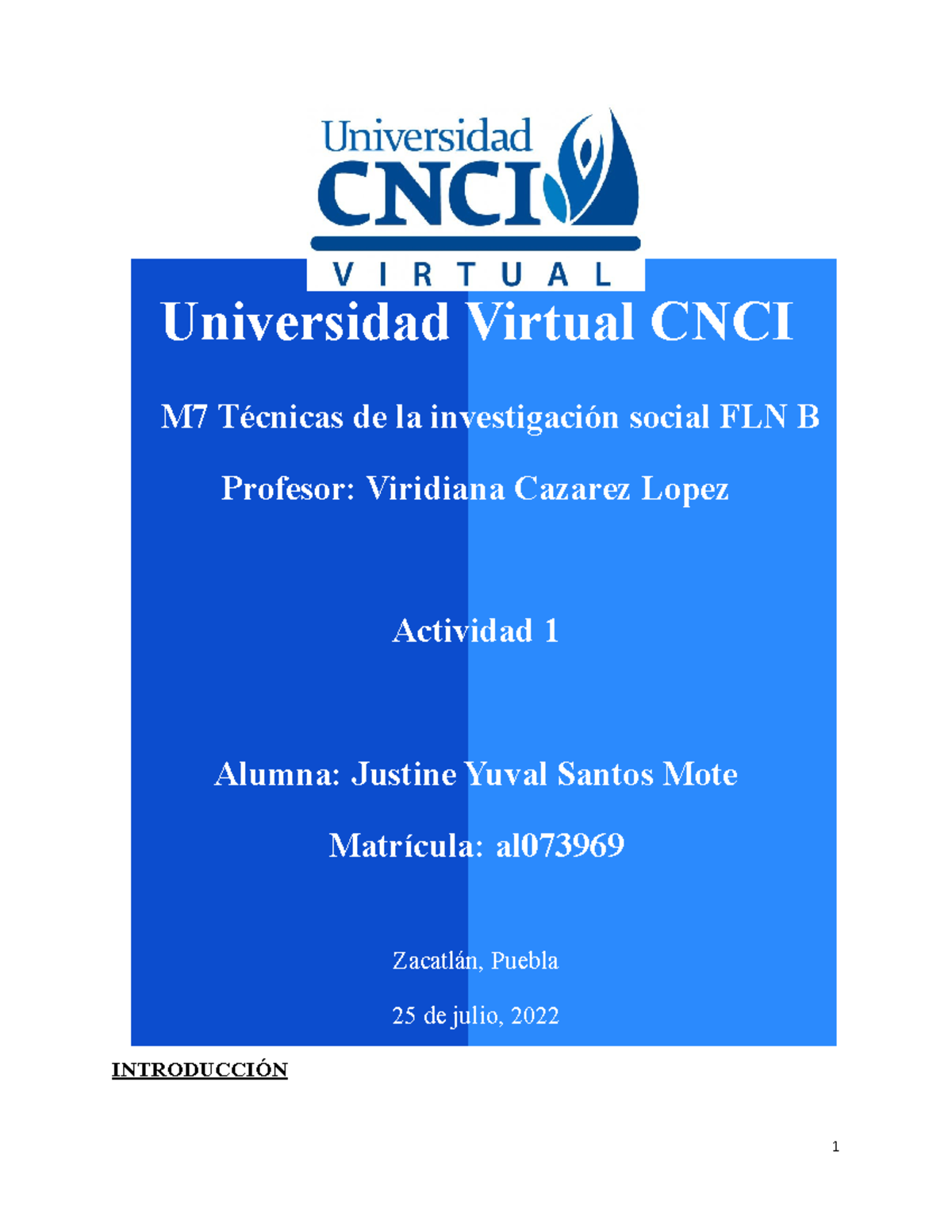 Actividad 1 Act 1 Universidad Virtual Cnci M7 Técnicas De La