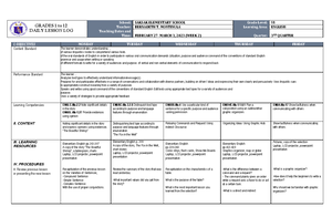 Filipino DLL WEEK 3 - GRADES 1 to 12 DAILY LESSON LOG School: SAKSAK ELEMENTARY SCHOOL Grade ...