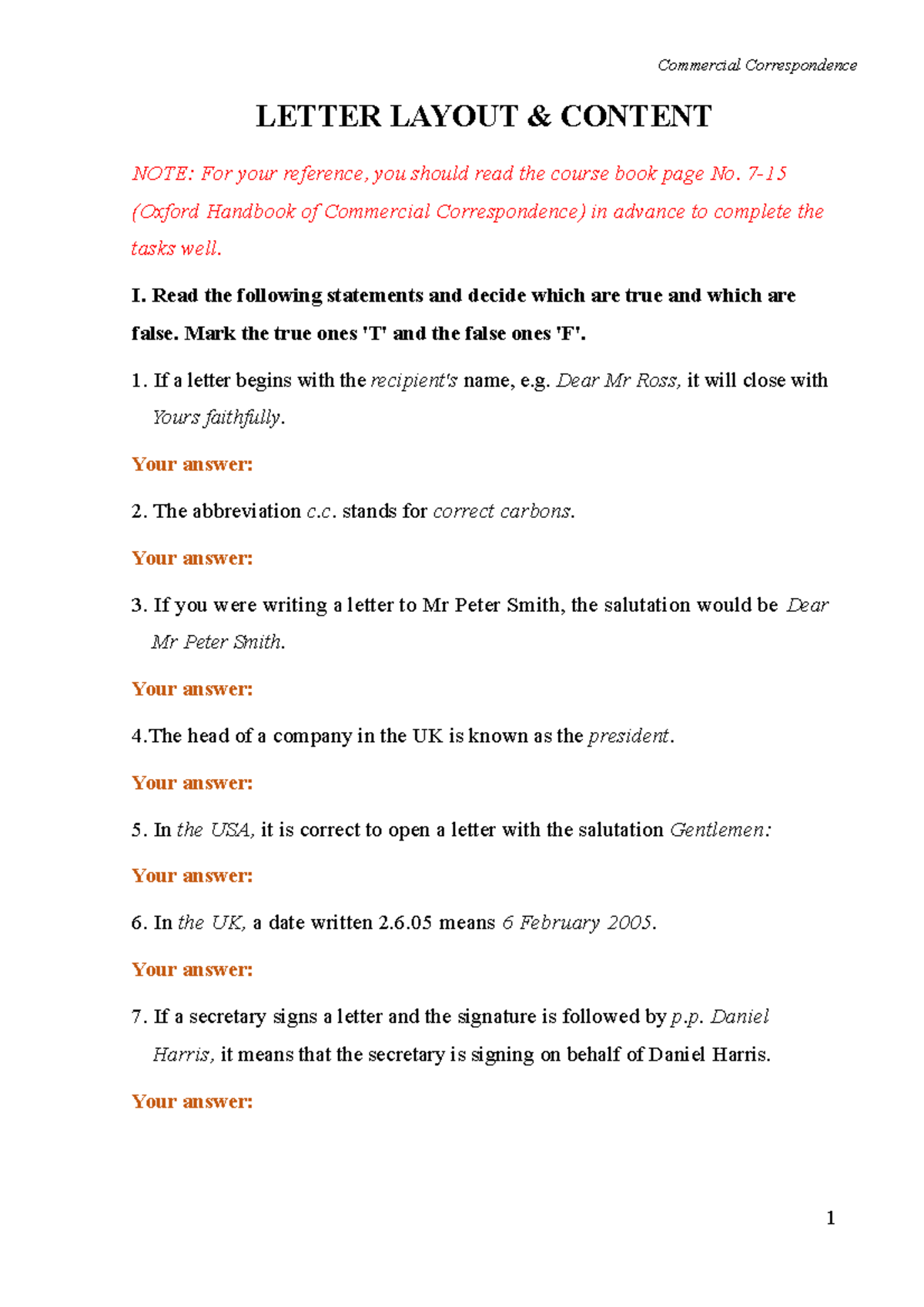 SS2 Layout Content - Practice homework - LETTER LAYOUT & CONTENT NOTE ...