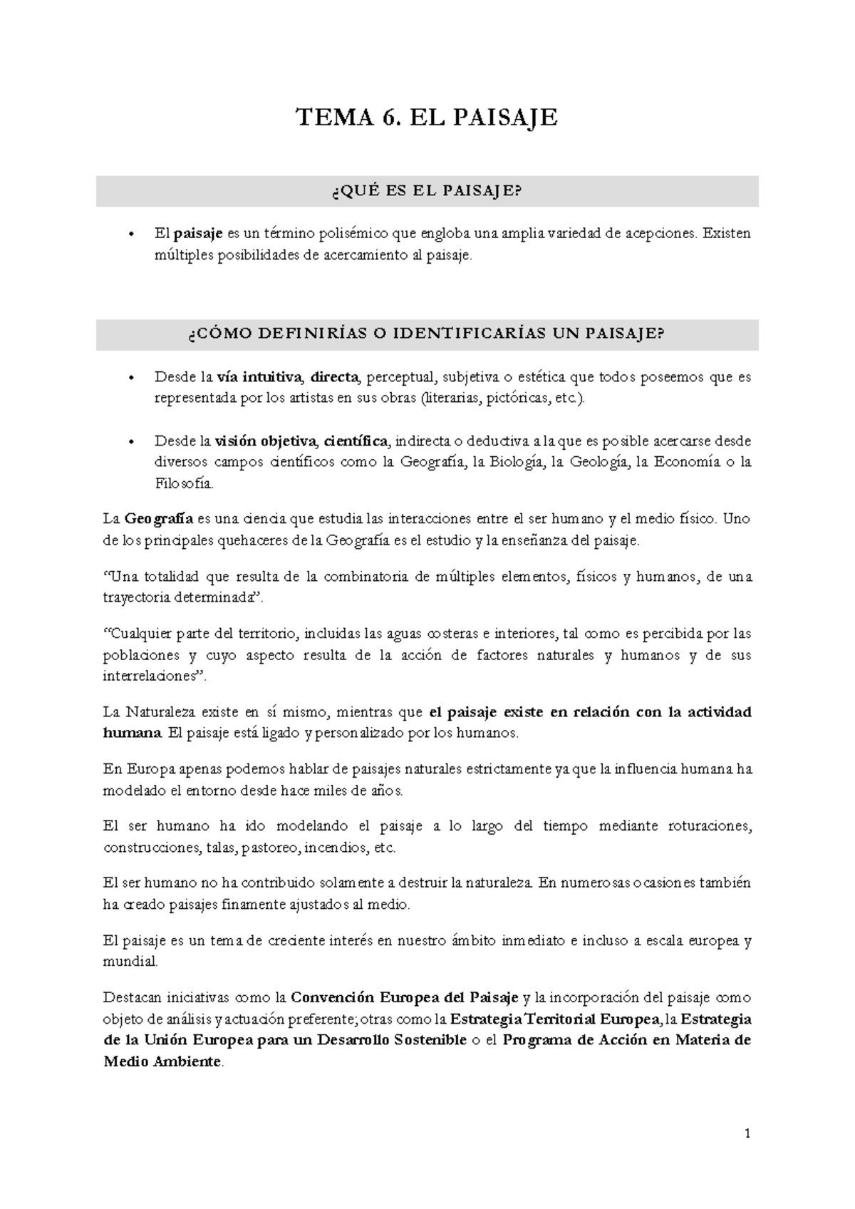 Tema 6 - Geografía - 1 TEMA 6. EL PAISAJE ¿QUÉ ES EL PAISAJE? El ... Tema 6 - Geografía - 1 TEMA 6. EL PAISAJE ¿QUÉ ES EL PAISAJE? El ...