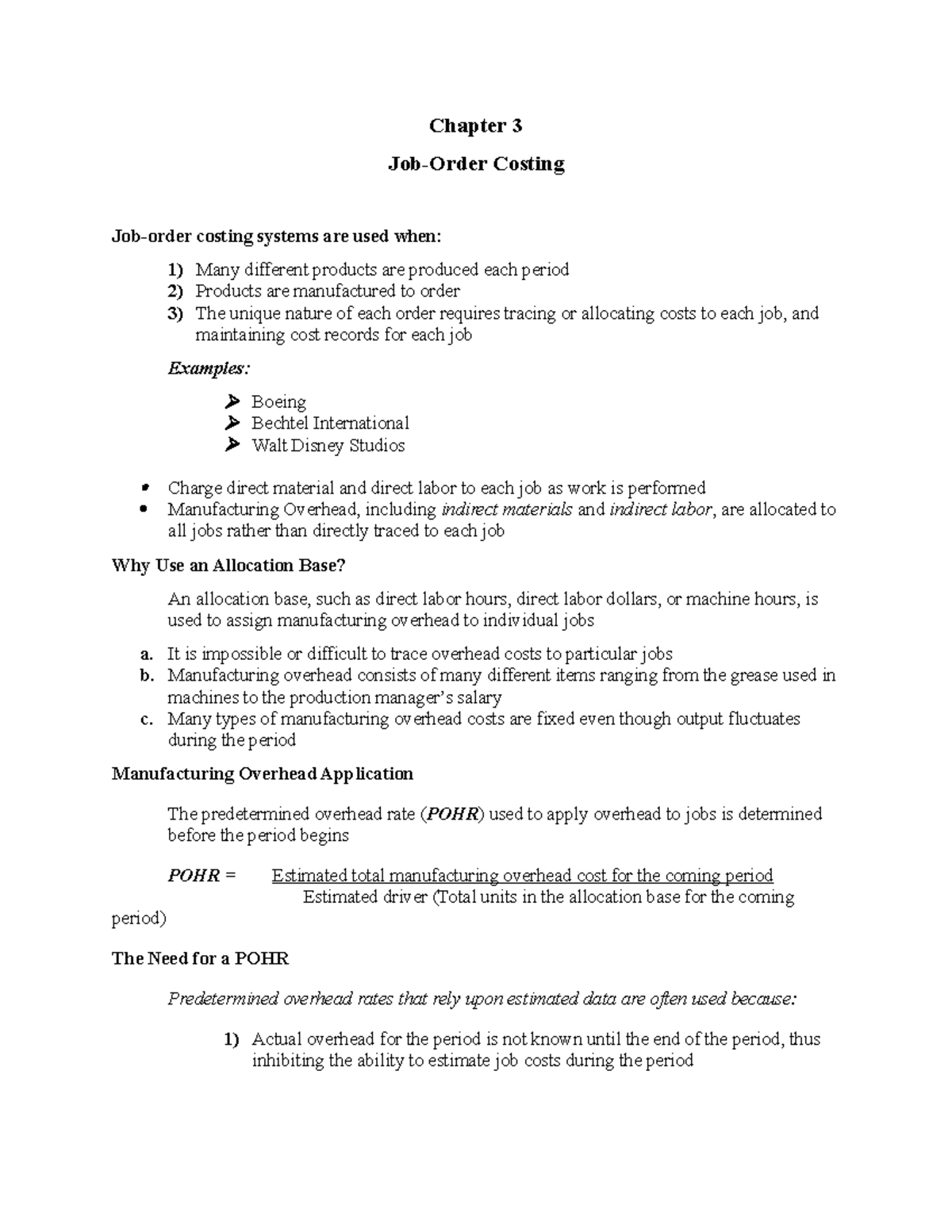 Chapter 3 - Lecture notes 2 - Chapter 3 Job-Order Costing Job-order ...