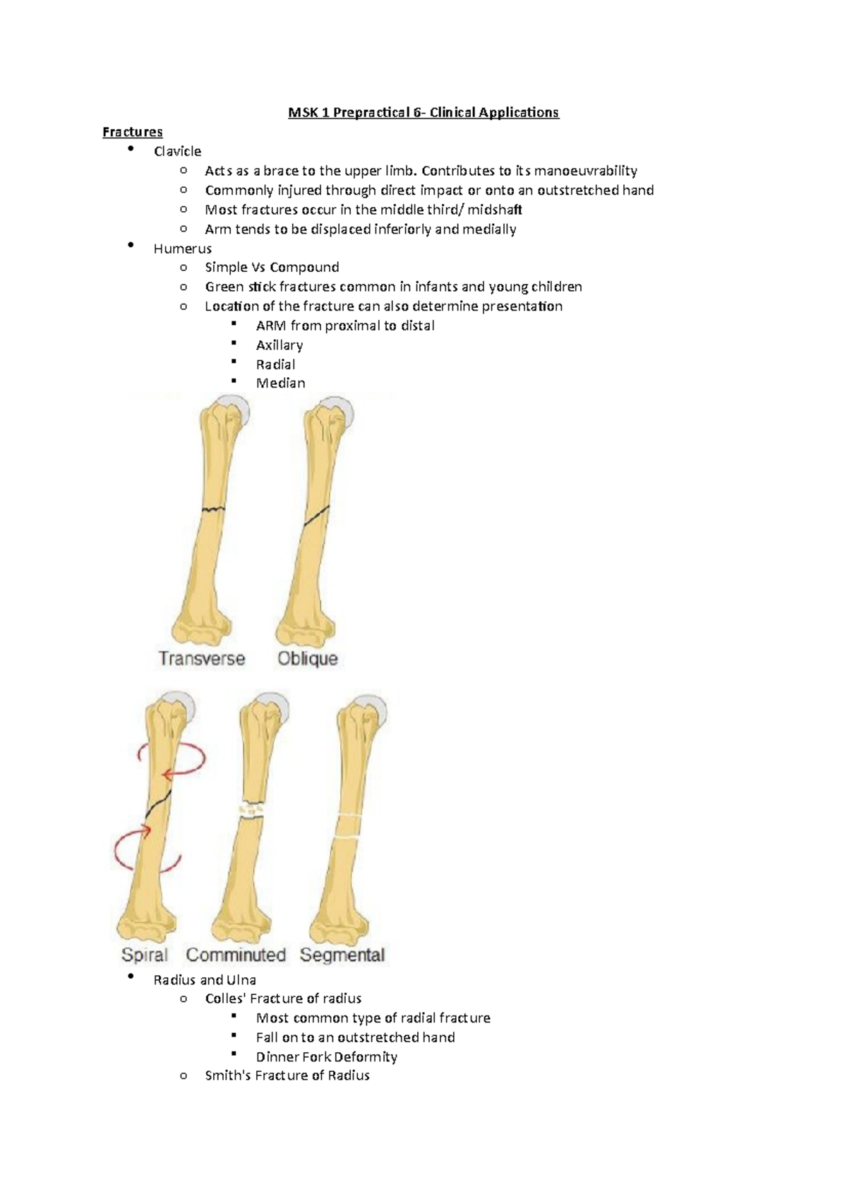 MSK 1 Prepractical 6 - Clinical Applications - MSK 1 Prepractical 6 ...