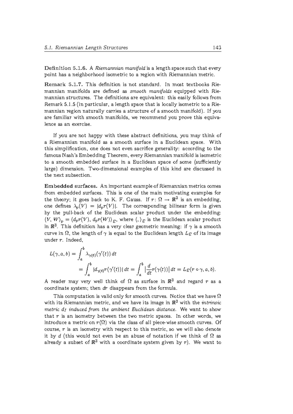 Geometry Spaces of Bounded Curvature-8 - Riemannian Length Structures 143 Definition 5.1. A ...