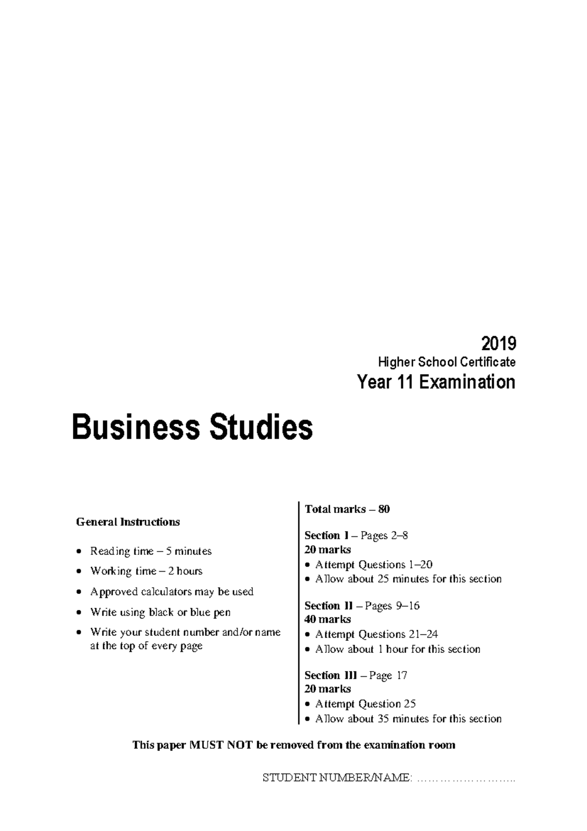2019 +Business+Studies+Prelim+Paper - STUDENT NUMBER/NAME ...