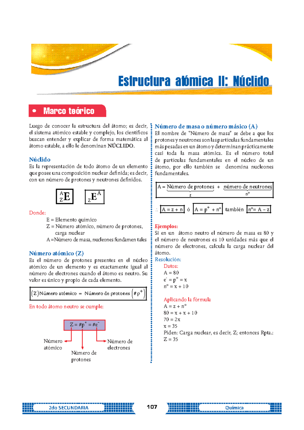 05 Estructura Atomica II. Nuclido - 2do SECUNDARIA 107 Química Marco ...