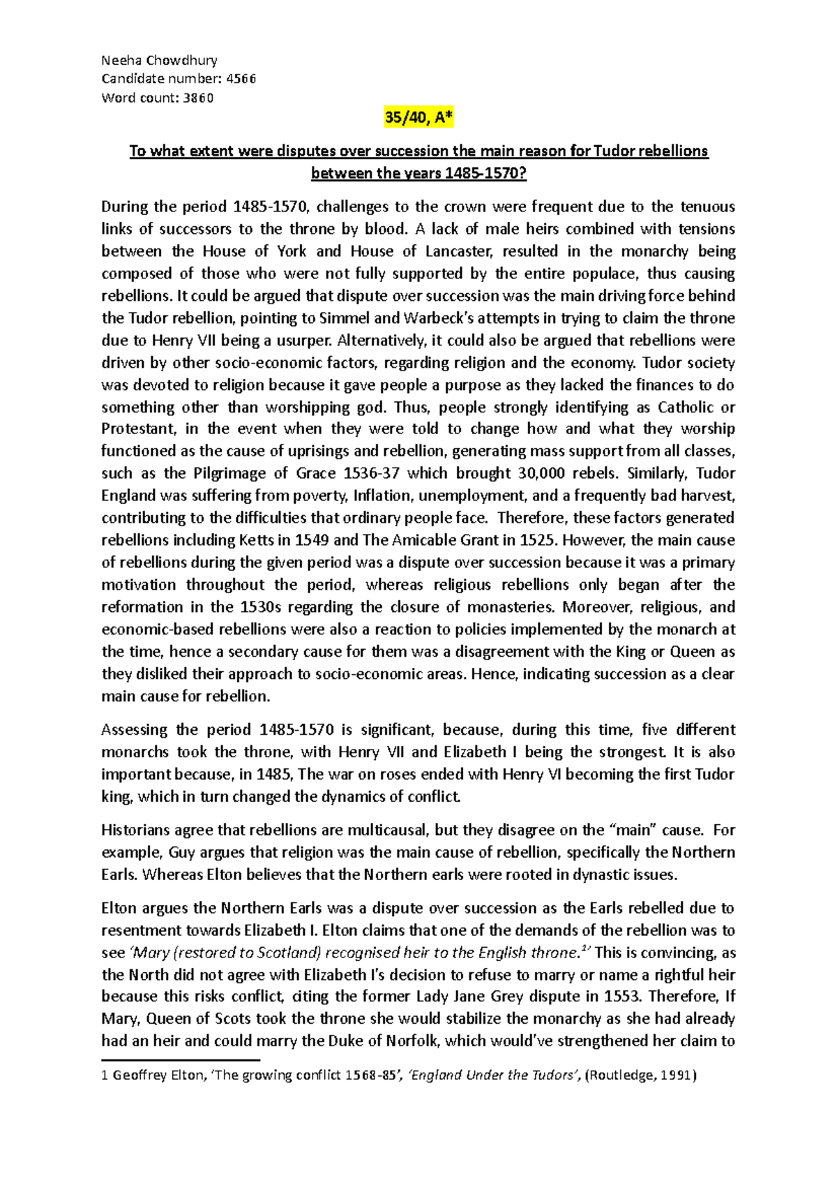 TUDORS COURSEWORK MAKING OF A MODERN BRITAIN - Candidate number: 4566 ...