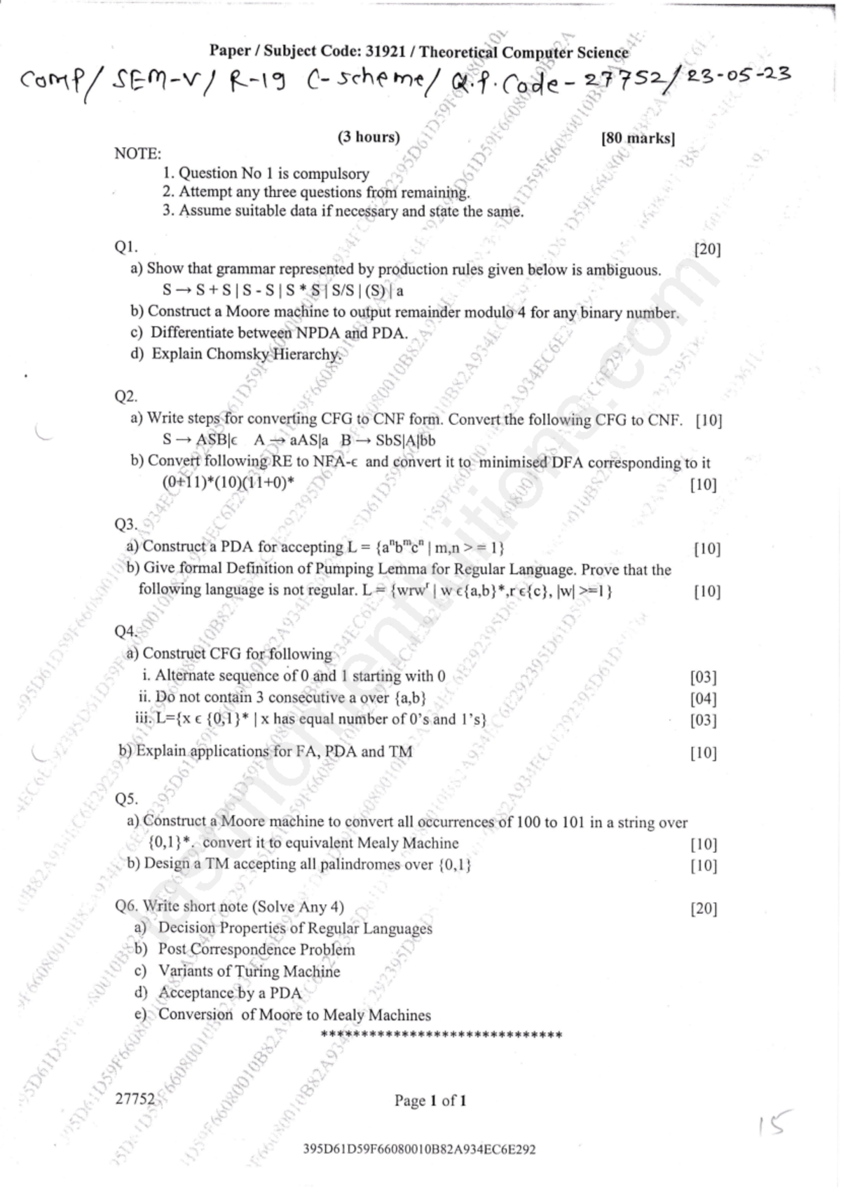 TCS MAY 2023 (REV-2019-C Scheme) - Enterprise IOT Cyber Security - lastmomenttuitions - Studocu