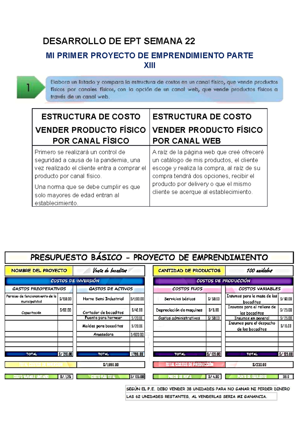 Desarrollo DE EPT Semana 22 - DESARROLLO DE EPT SEMANA 22 MI PRIMER PROYECTO DE EMPRENDIMIENTO ...