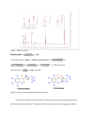 Iodination of Vanillin Lab Report - Results: Mass: 1 Percent Yield: %yield= 𝑎𝑐𝑡𝑢𝑎𝑙 𝑦𝑖𝑒𝑙𝑑 ...
