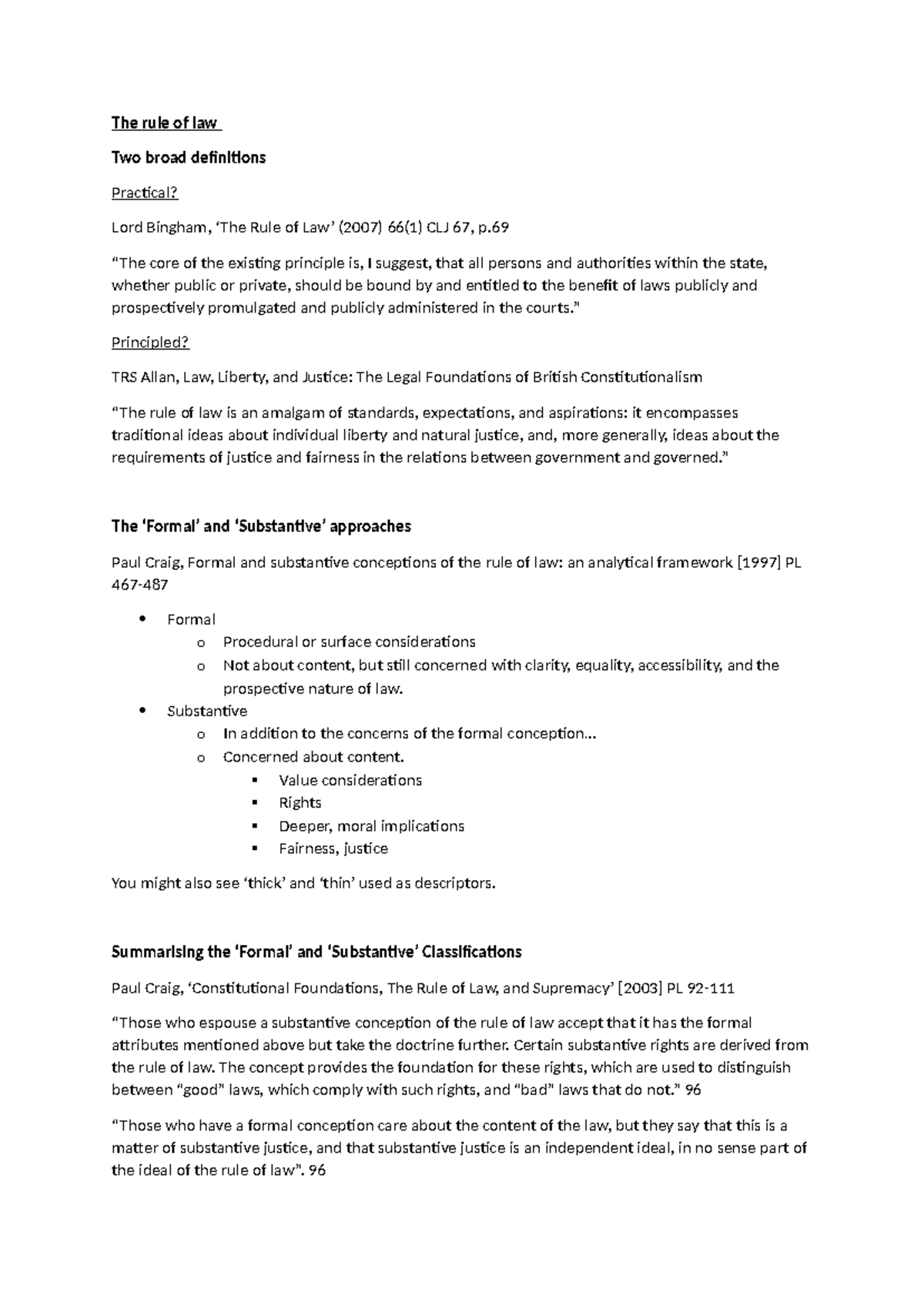 The rule of law - The rule of law Two broad definitions Practical? Lord ...