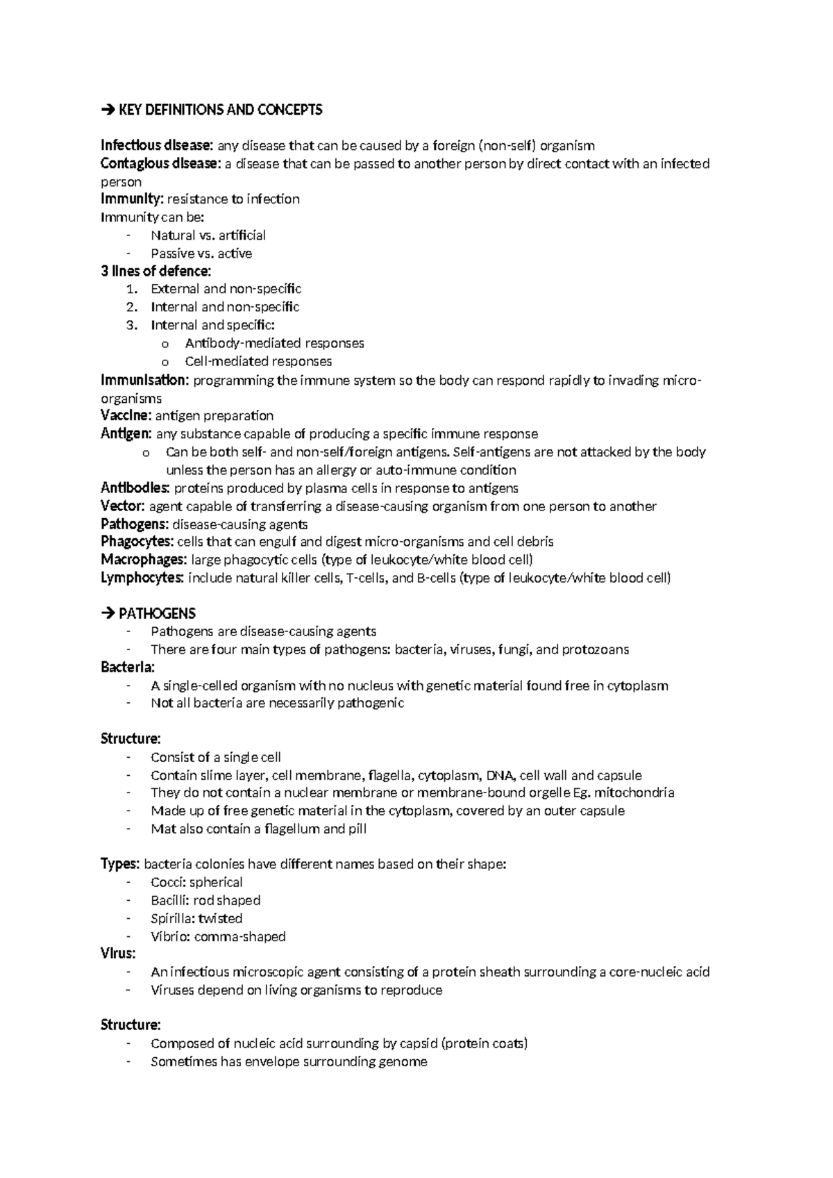 KEY Definitions AND Concepts - KEY DEFINITIONS AND CONCEPTS Infectious disease: any disease that ...