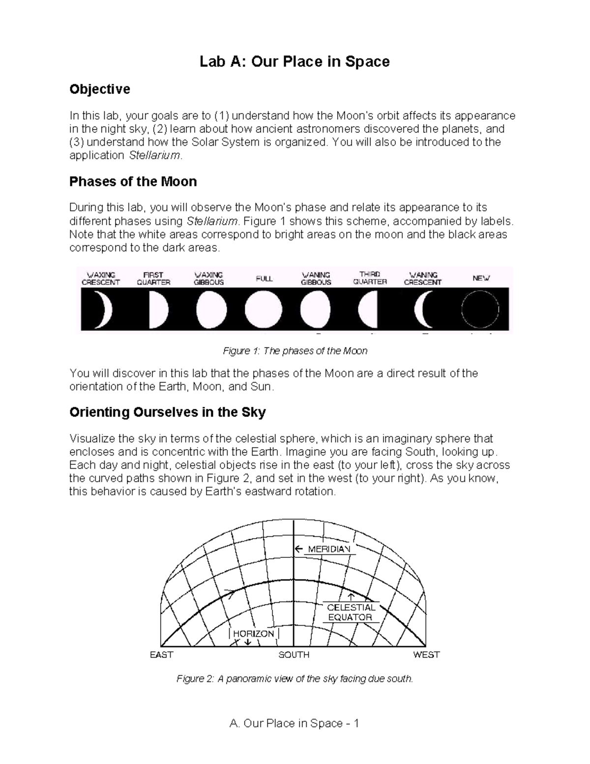 Lab A - Our Place in Space - Lab A: Our Place in Space Objective In ...