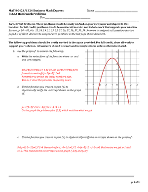 HW M 6.4 KEY - Home Work keys break down. - MATH 0424/1324 Business ...