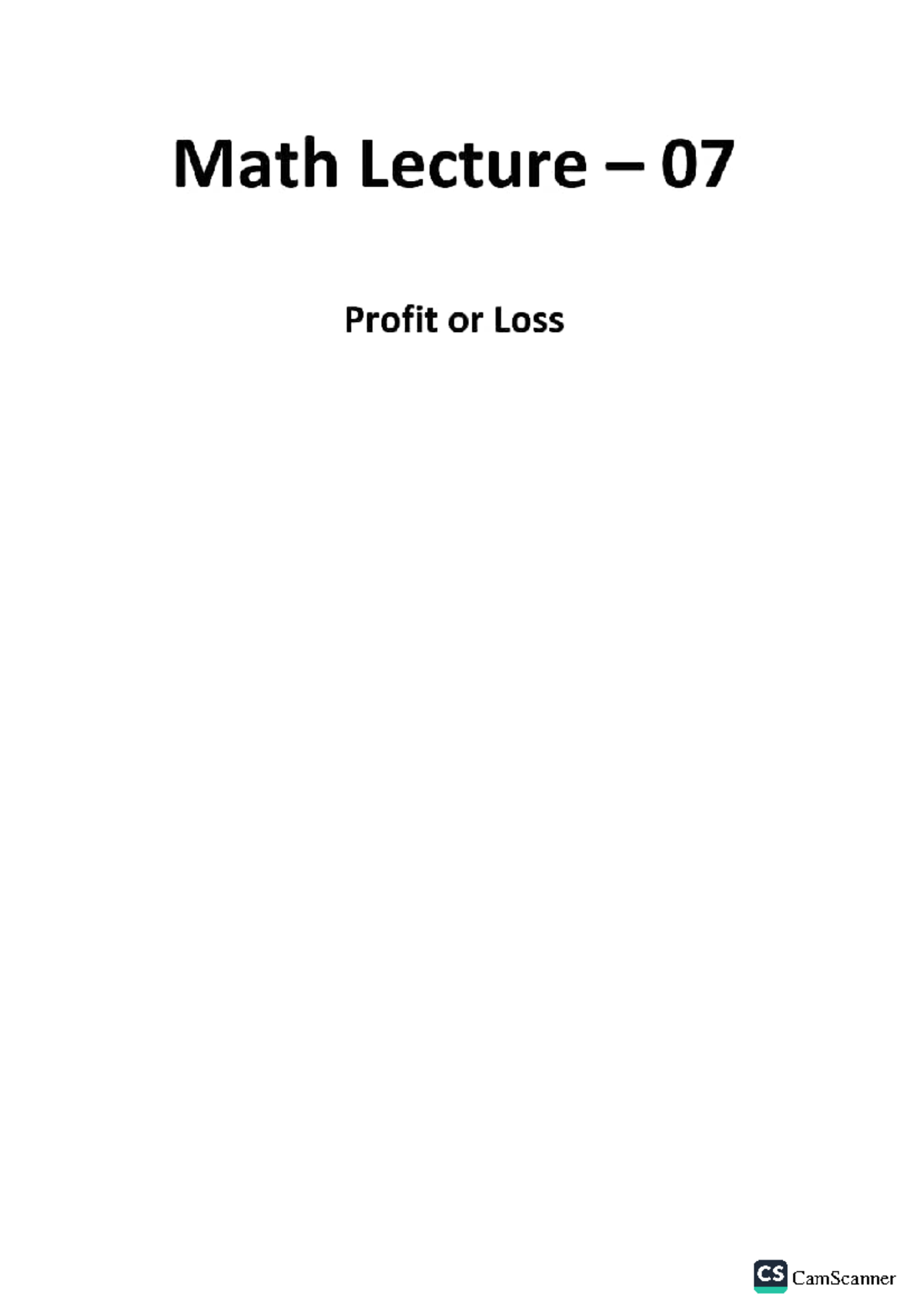 Math lec -07 - Practice materials - finance - Studocu