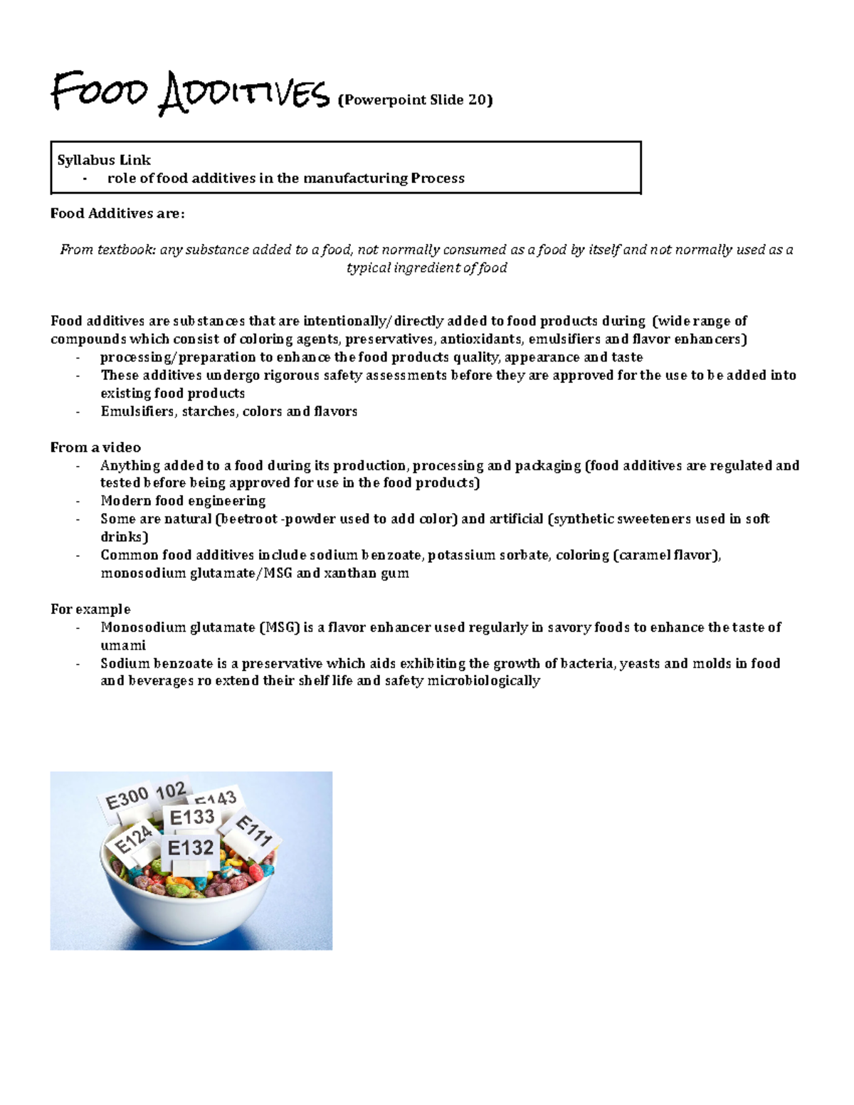 Food Additives - food - Food Additives (Powerpoint Slide 20) Syllabus ...