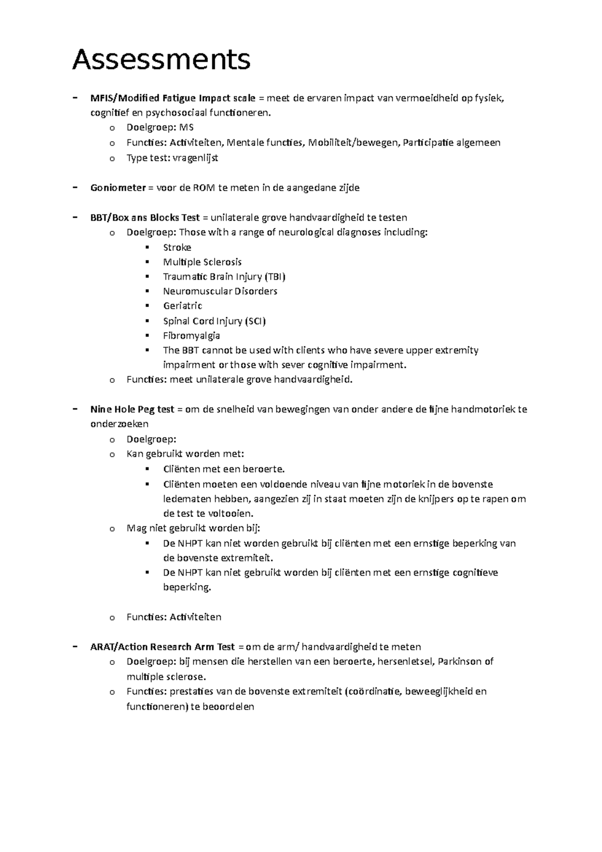 Assessments - Assessments MFIS/Modified Fatigue Impact scale = meet de ...