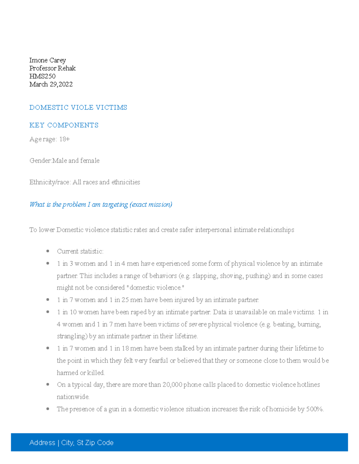 Dv - Notes on domestic violence - Imone Carey Professor Rehak HMS March ...