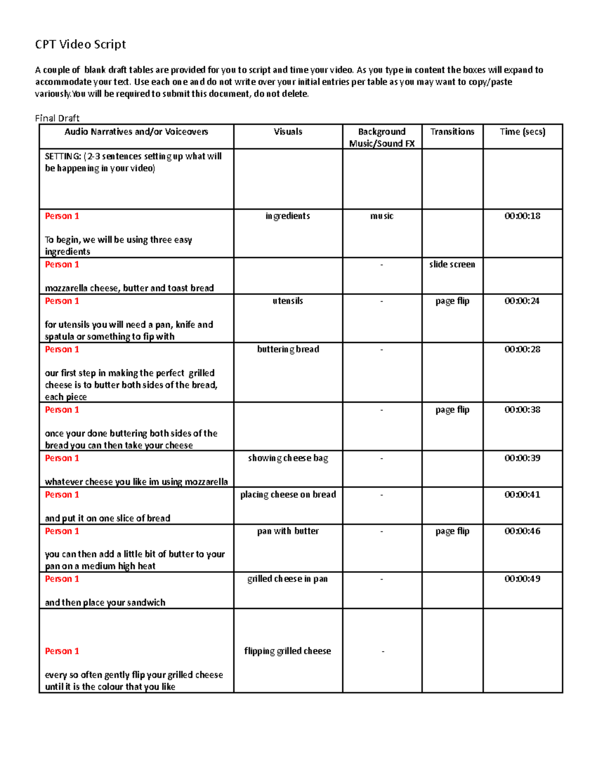 CPT Video Script - As you type in content the boxes will expand to ...
