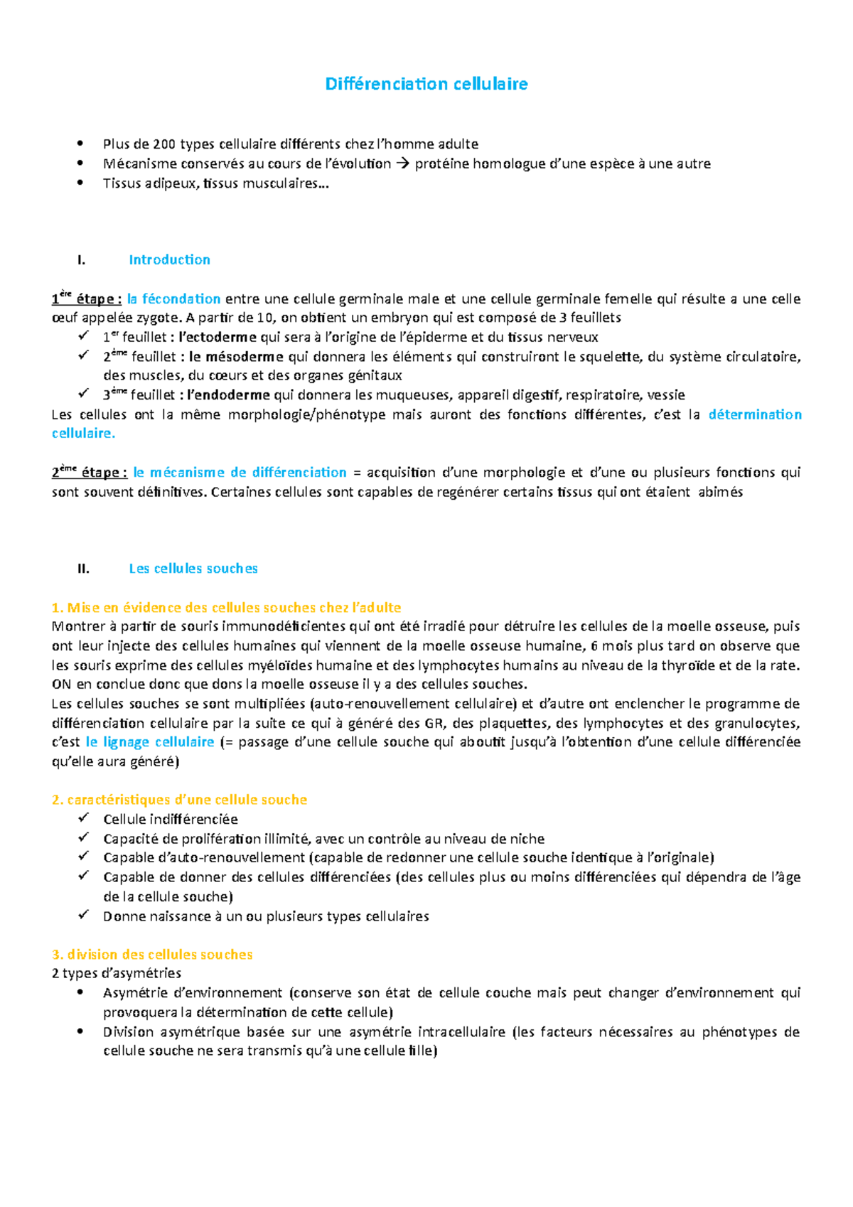 Différenciation cellulaire (biologie cellulaire) - Différenciation ...