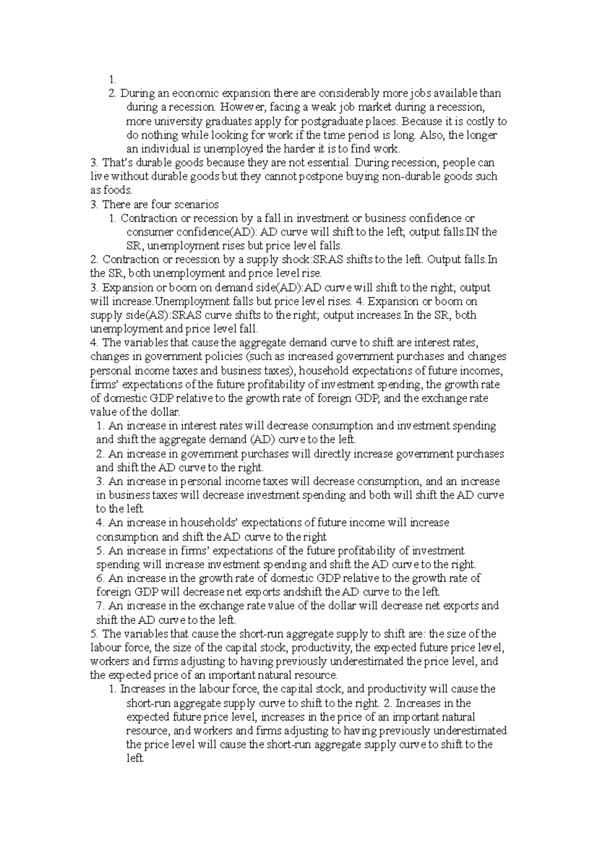 ECO10004 week 10 tuto - 1. During an economic expansion there are ...