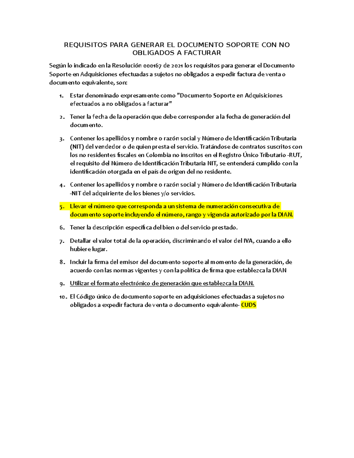 Requisitos para generar documento soporte para no obligados a facturar - REQUISITOS PARA GENERAR ...
