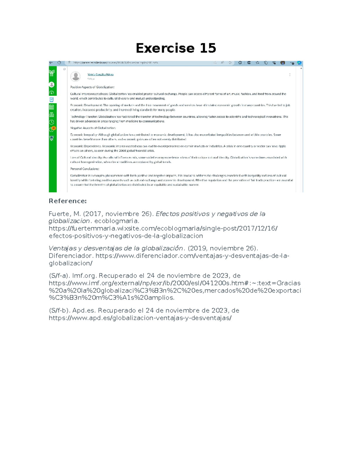 Exercice 15 Contemporary - Exercise 15 Reference: Fuerte, M. (2017, noviembre 26). Efectos ...