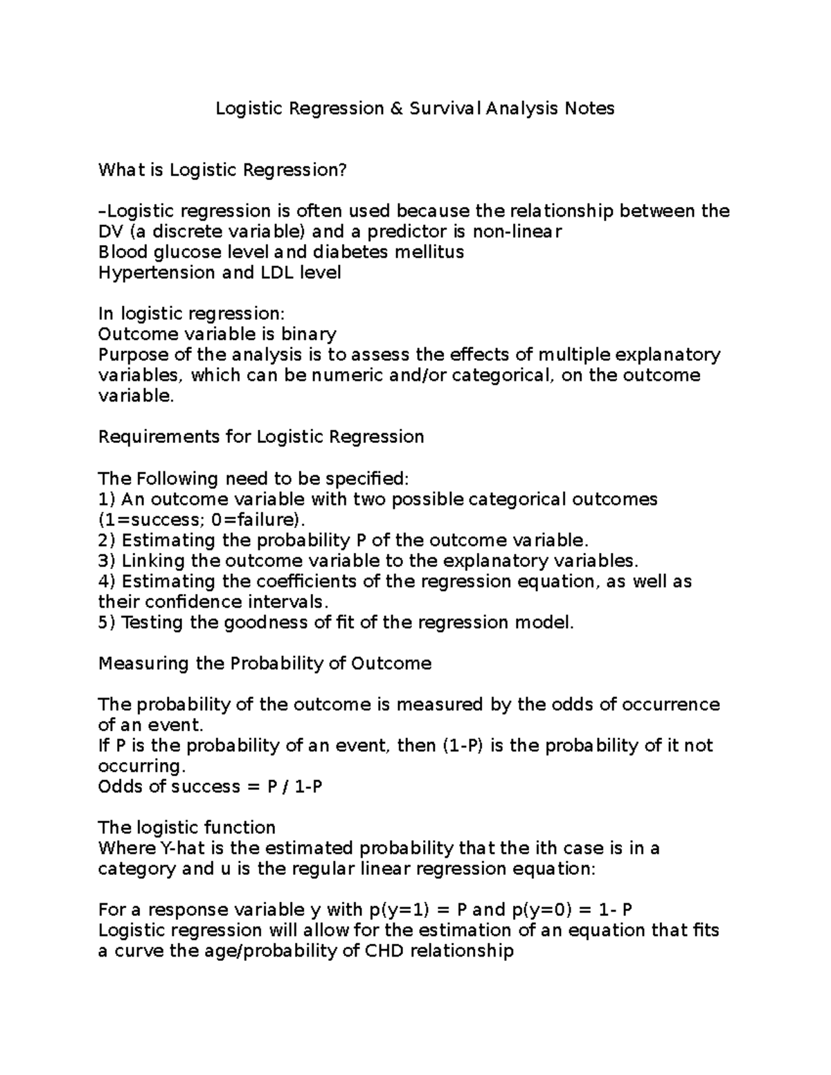 Lecture 15 Notes - Logistic Regression - Logistic Regression & Survival ...
