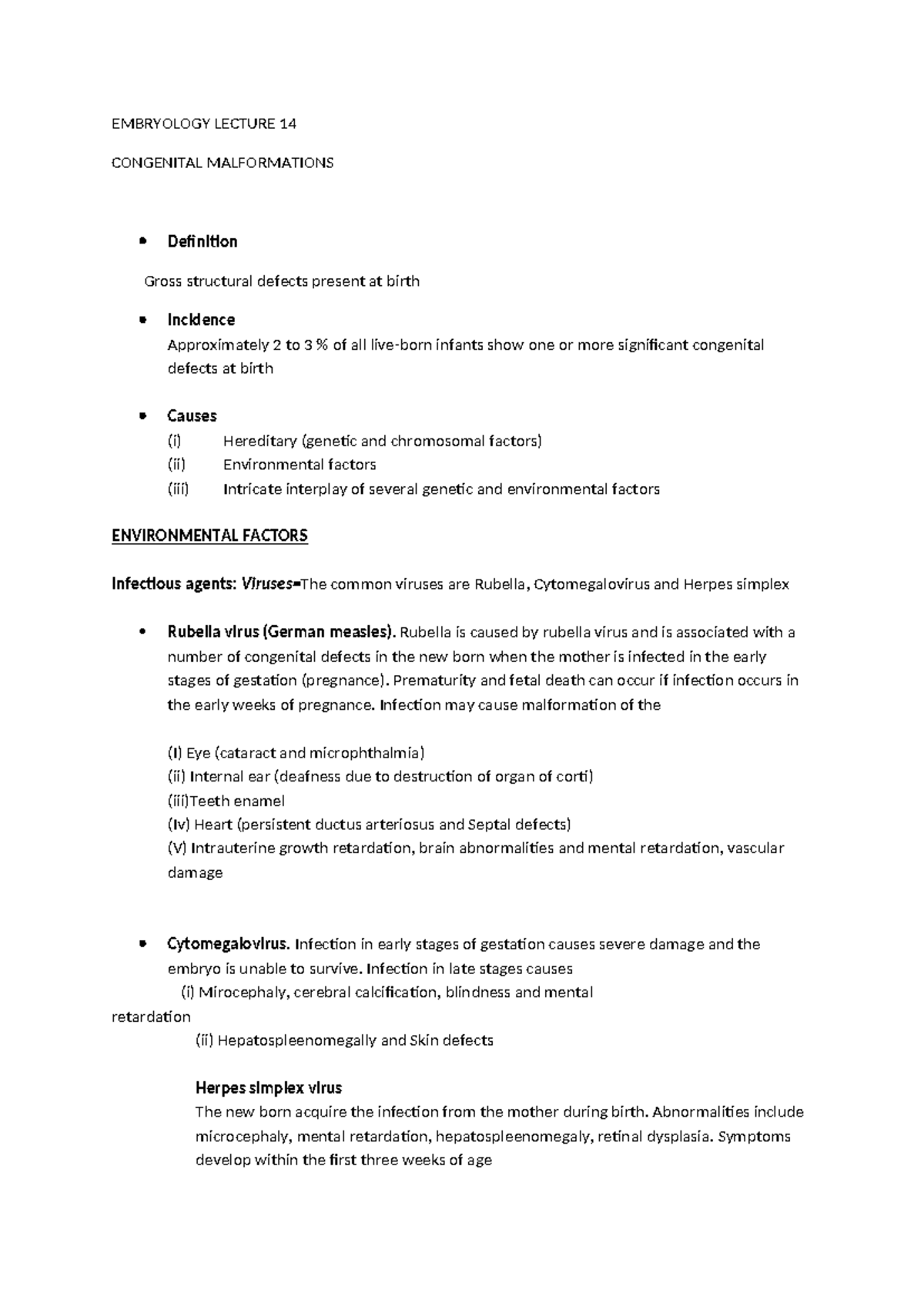 CNS development - EMBRYOLOGY LECTURE 14 CONGENITAL MALFORMATIONS ...