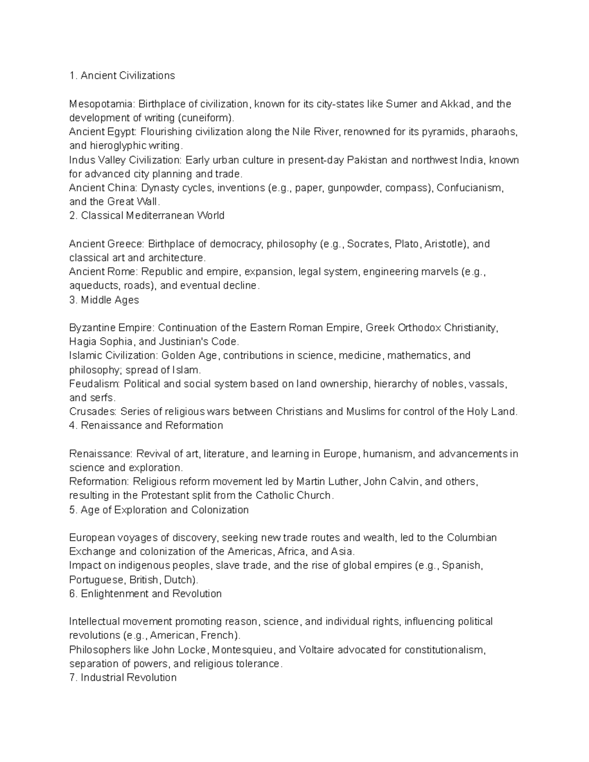 Untitled document - basic notes on the class - Ancient Civilizations ...