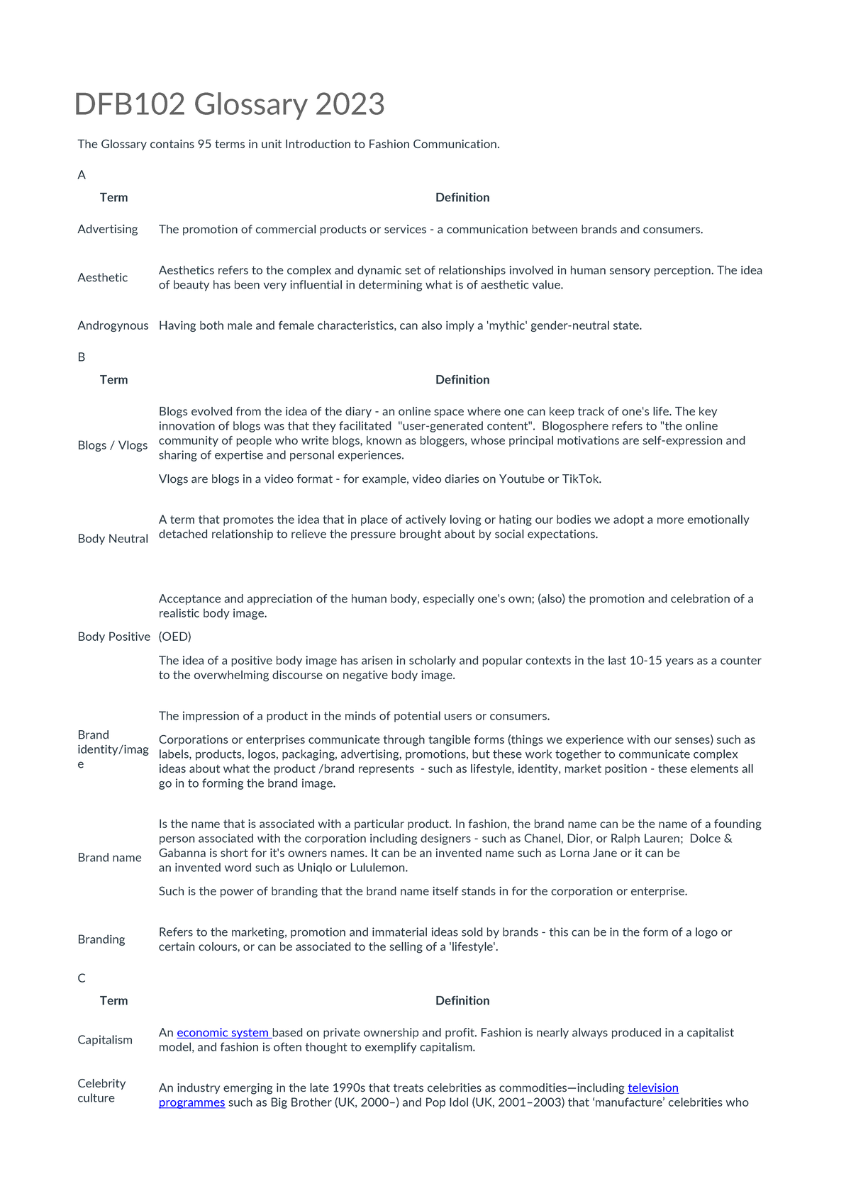 DFB102 Glossary 2023 - DFB102 Glossary 2023 The Glossary contains 95 terms in unit Introduction ...
