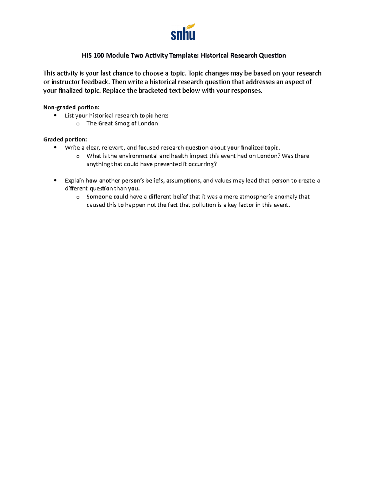 His-100 2-1 - module 2-1 assignment - HIS 100 Module Two Activity ...